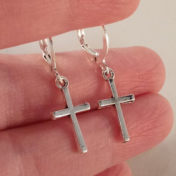 Accessories | Mens 925 Sterling Silver Smooth Cross Dangle Earrings ...